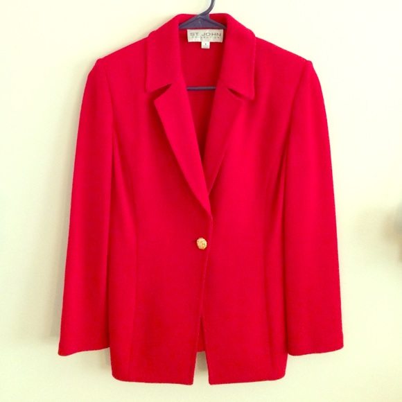St. John | Jackets & Coats | St Johns Collection Red Knit Blazer | Poshmark