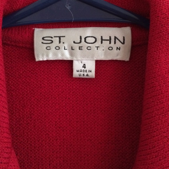 St. John | Jackets & Coats | St Johns Collection Red Knit Blazer | Poshmark
