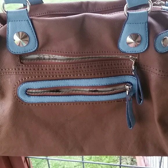 Charming Charlie | Bags | Cute Brown And Light Blue Purse | Poshmark