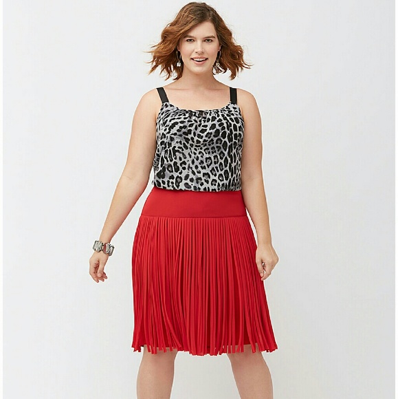 Lane Bryant Skirts Chiffon Red Fringe Skirt Plus Chacha 6 26 Poshmark