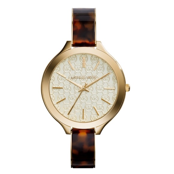 Michael Kors | Accessories | Michael Kors Mk Logo Gold Bangle Watch ...