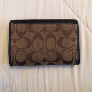 Coach | Bags | Coach Signature Wallet With Leather Flap Black | Poshmark
