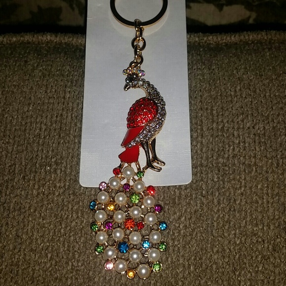 Accessories | Free Blinged Out Peacock Keychain | Poshmark