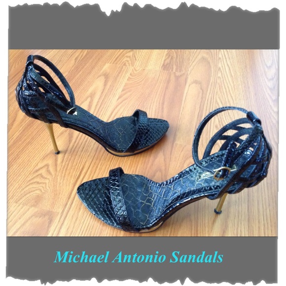Michael Antonio | Shoes | Black Faux Animal Skin Sandals | Poshmark