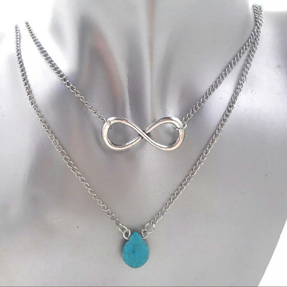 Jewelry | Silver And Turquoise Infinity Necklace | Poshmark