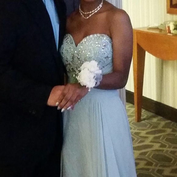 Dresses | Icy Blue Prom Dress With Detailed Bodice | Poshmark