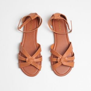 40% off Shoes - Cognac Faux Leather Woven Huaraches Sandal Flats from ...