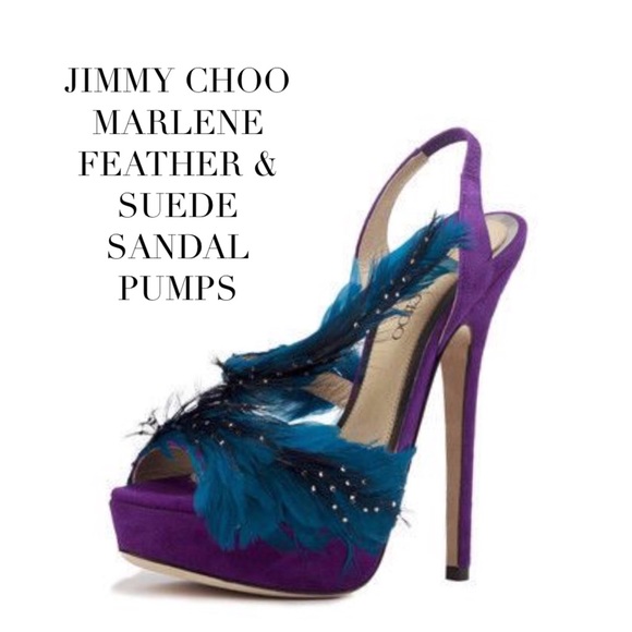 Jimmy Choo | Shoes | Jimmy Choo Marlene Feathersuede Sandal Heels ...