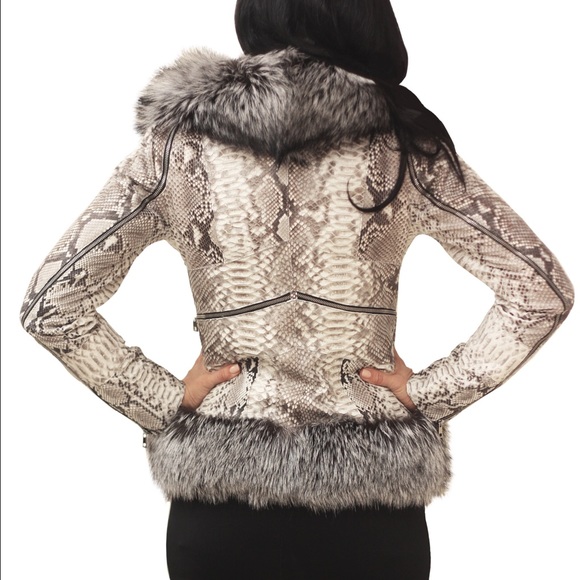 Asteri Furs | Jackets & Coats | Python Real Leather Jacket With Silver ...