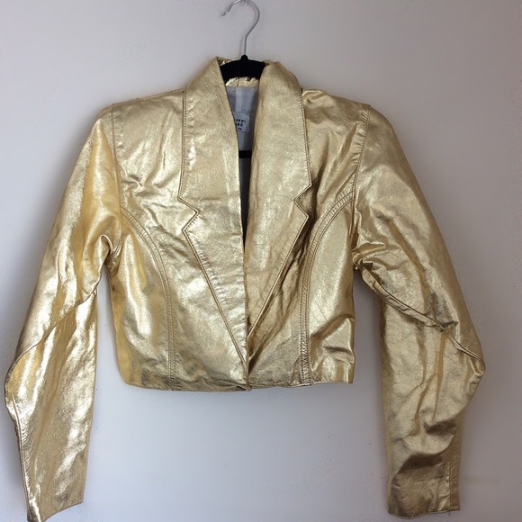 Boutique | Jackets & Coats | Rare Gold Leather Crop Jacket | Poshmark