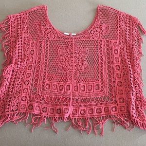 Urban Outfitters | Tops | Red Crochet Fringe Top | Poshmark