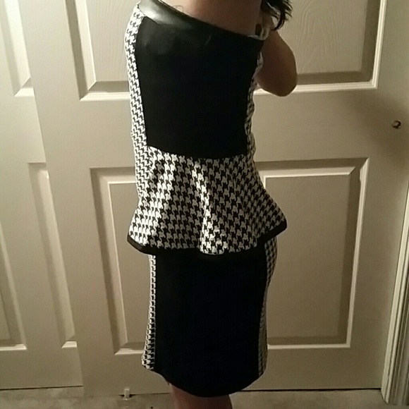 madrag | Dresses | Strapless Peplum Black And White Party Dress | Poshmark