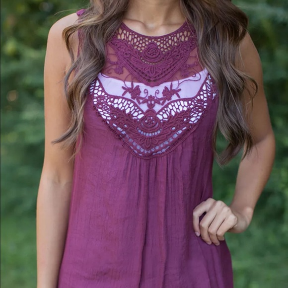 Tops | Nwt Purple Embroidered Top | Poshmark