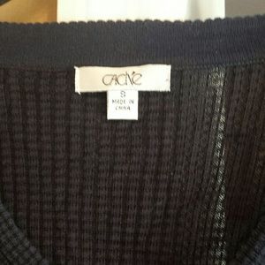 Cache | Tops | Cache Knit Blouse Small Blue And Black | Poshmark