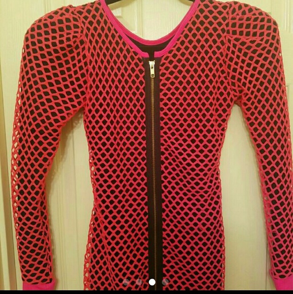 Dresses | Neon Pink Fishnet Dress | Poshmark