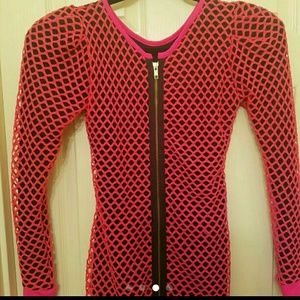 Dresses | Neon Pink Fishnet Dress | Poshmark
