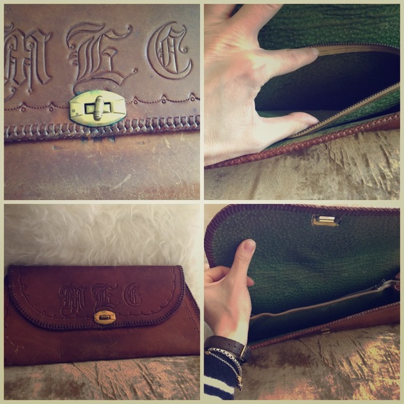 Vintage | Bags | Vintage Tooled Leather Turn Lock Clutch | Poshmark