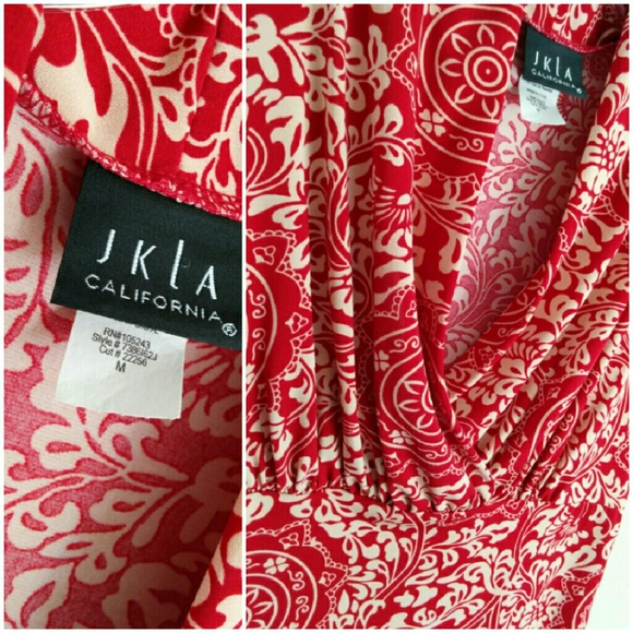 Jkla | Tops | Red White Jkla Wrap Front Style Print Tank M | Poshmark