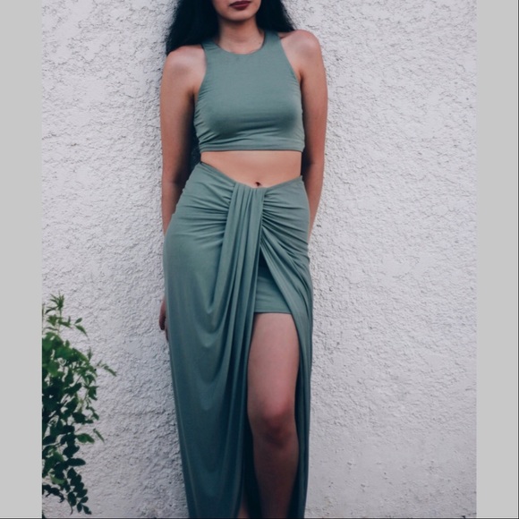 Dresses | Olive Green Two Piece Set | Poshmark