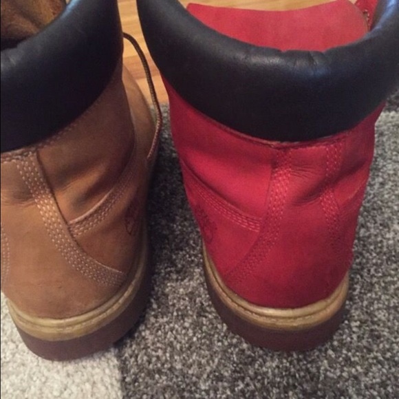 Timberland | Shoes | Custom Pair Of Red Timbs | Poshmark