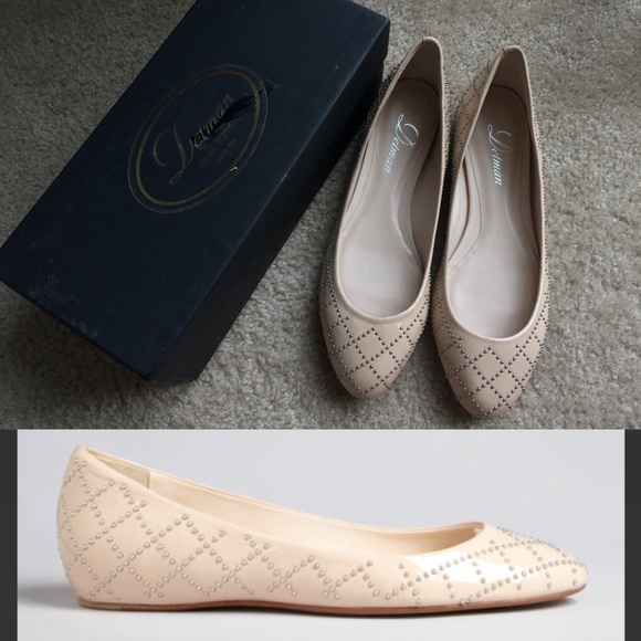 Delman | Shoes | Delman Cache Beige Studded Ballet Flats | Poshmark