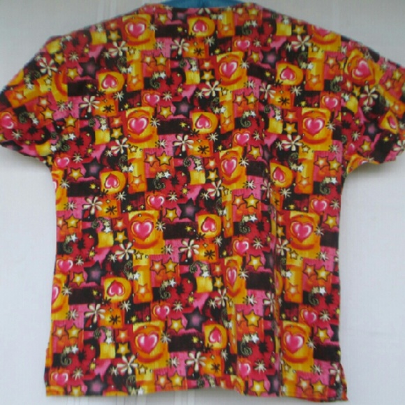 Comfy Cotton Scrub | Tops | Colorful Scrub Top Stars And Hearts | Poshmark