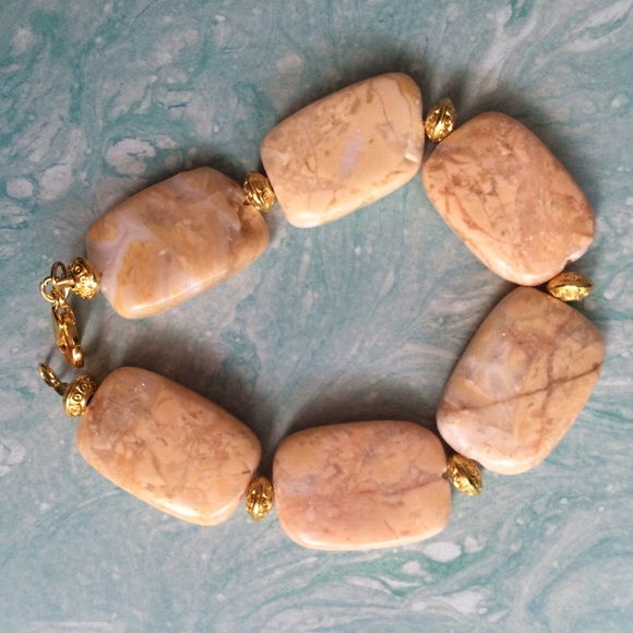 Handmade | Jewelry | Tan And Cream Colored Jasper Bracelet | Poshmark