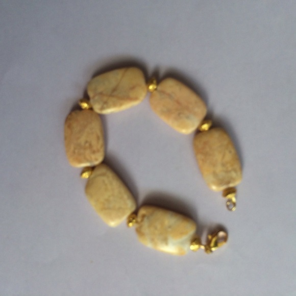 Handmade | Jewelry | Tan And Cream Colored Jasper Bracelet | Poshmark