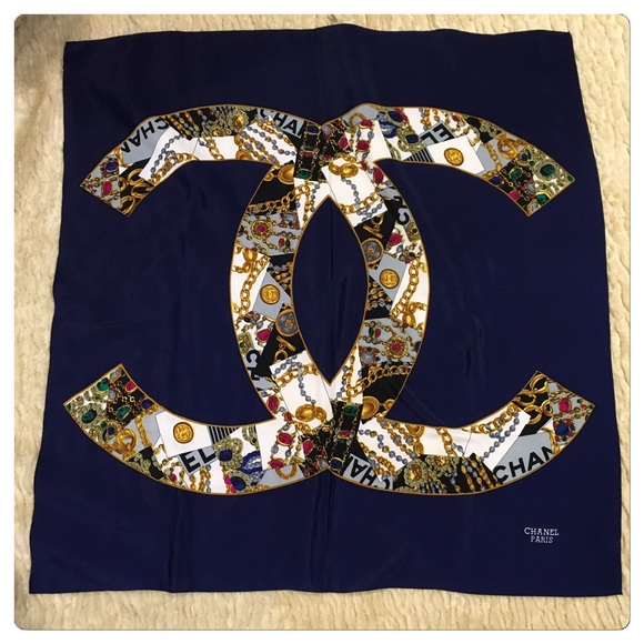 CHANEL | Accessories | Vintage Chanel Jeweled Pattern Cc Scarf Perfume ...