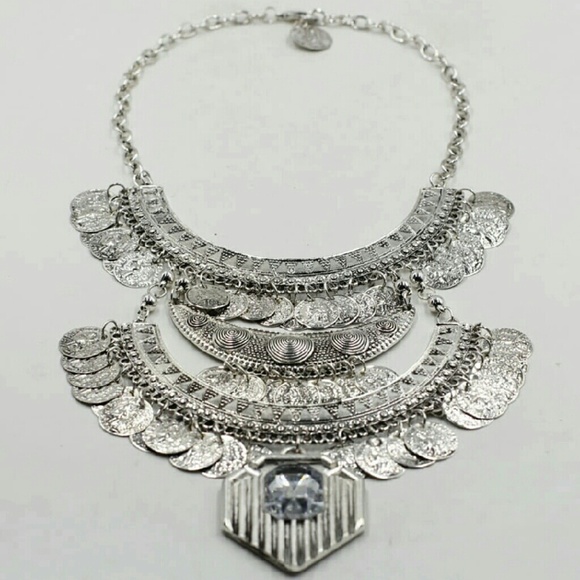 LuxuryFAB | Jewelry | Bohemian Silver Coins Statement Necklace | Poshmark