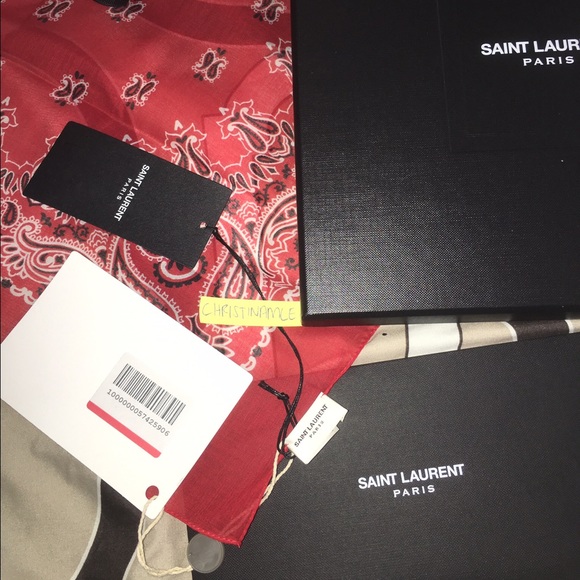 Yves Saint Laurent | Accessories | Saint Laurent Paris Red Bandana With ...