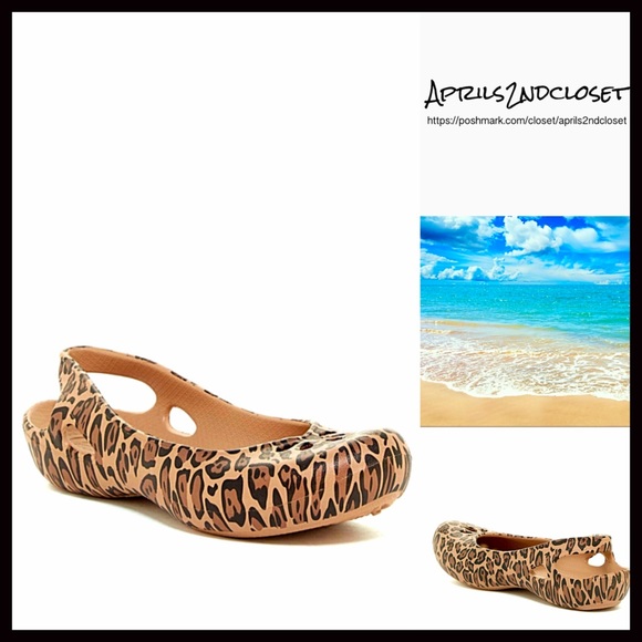 CROCS | Shoes | Hour Salecroc Sandals Slip On Leopard Flats | Poshmark