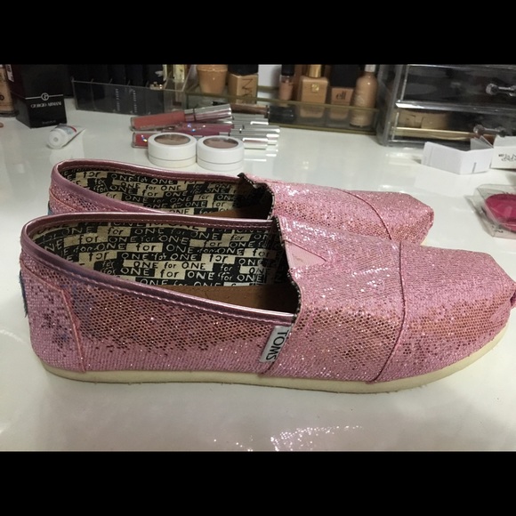 Pink Glitter Classic Toms - Gem
