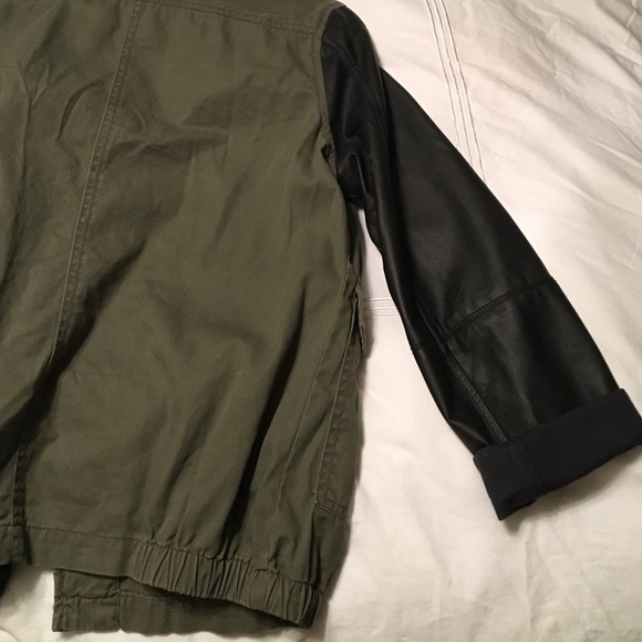 Jackets & Coats | Faux Leather Arms Army Jacket | Poshmark