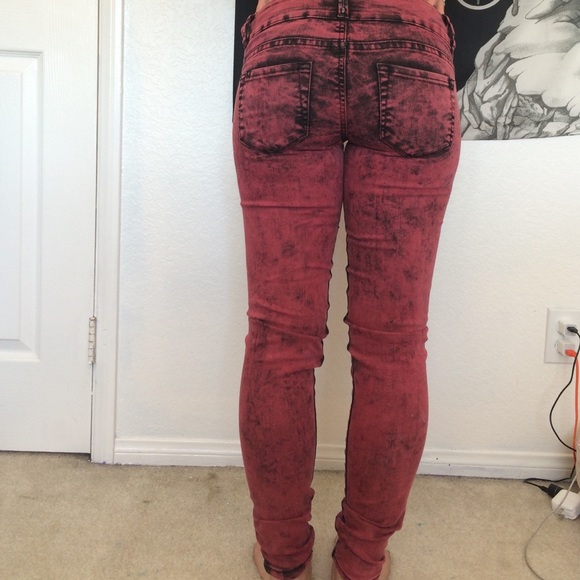 Lovesick | Pants & Jumpsuits | Red Acid Wash Jeans | Poshmark