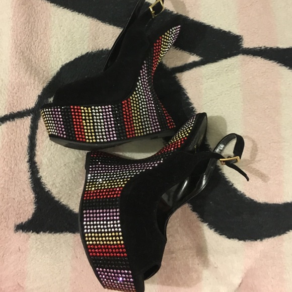 Shoes | Multicolored Studded Heel Less Wedges | Poshmark
