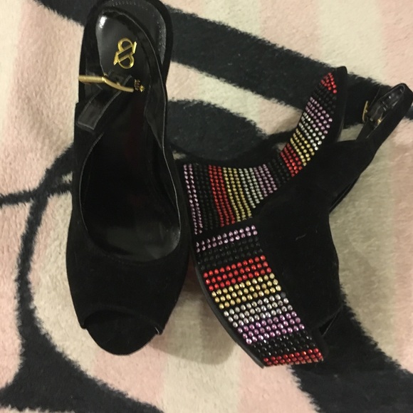 Shoes | Multicolored Studded Heel Less Wedges | Poshmark