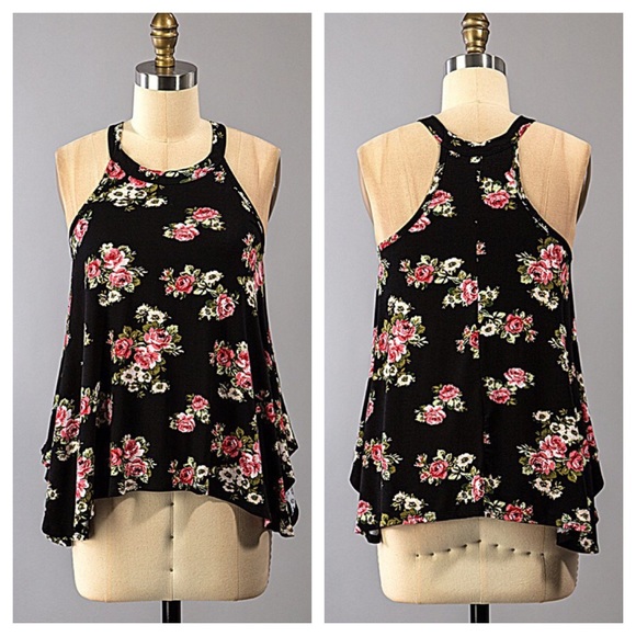 Tops | Romantic High Neck Floral Top | Poshmark