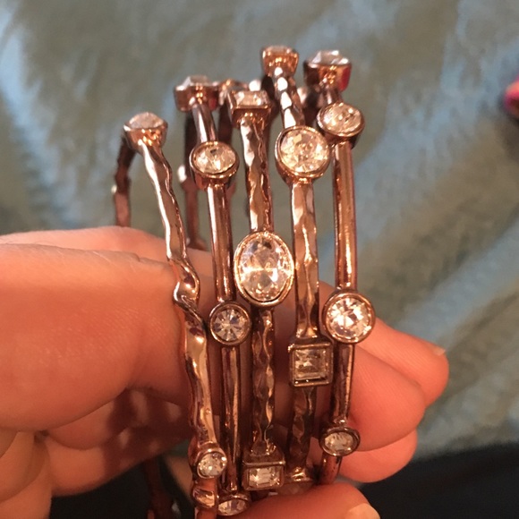 Jewelry | Rose Gold Bangles With Rhinestones | Poshmark