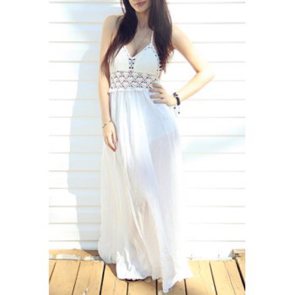 Dresses | Risqu Halter Crochet Midriff Detailed Maxi Dress | Poshmark