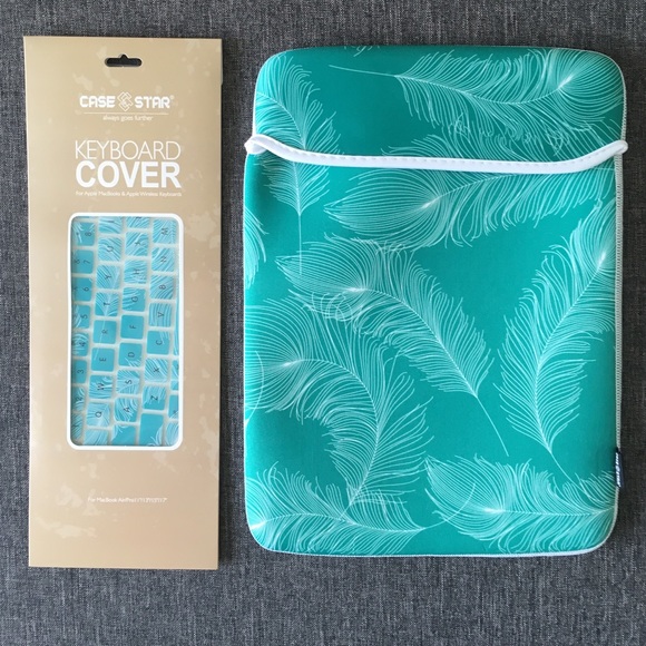 Case Star | Accessories | Laptop Keyboard Cover Green W White Feathers ...