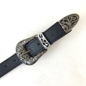 Accessories | Filigree Detailed Double Buckle Faux Leather Belt | Poshmark