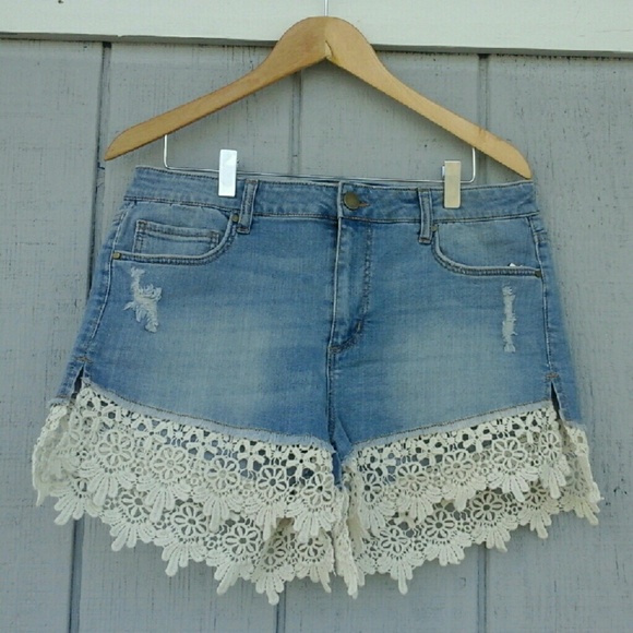 Shorts | Crochet Lace Denim Shorts | Poshmark