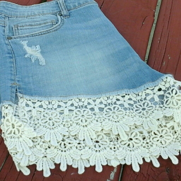 Shorts | Crochet Lace Denim Shorts | Poshmark