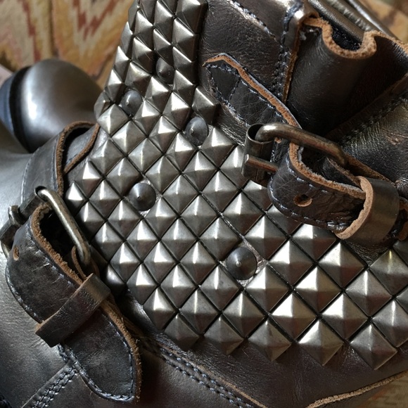Ash | Shoes | Ash Moto Boots Studded Metallic Sz7 | Poshmark