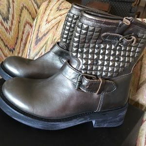 Ash | Shoes | Ash Moto Boots Studded Metallic Sz7 | Poshmark