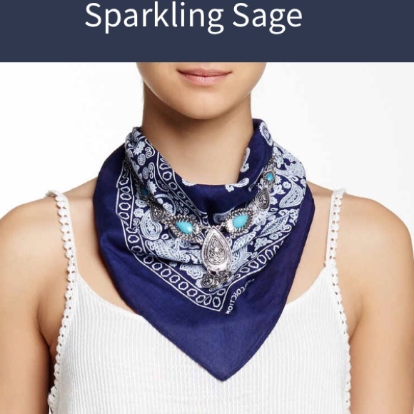 Sparkling Sage | Jewelry | Detailed Teardrop Stone Necklace Bandana ...