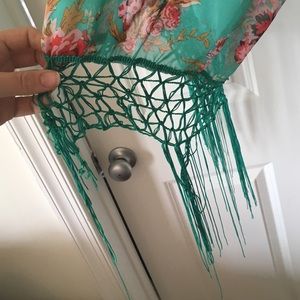 Swim | Teal And Floral Chiffon Coverup | Poshmark