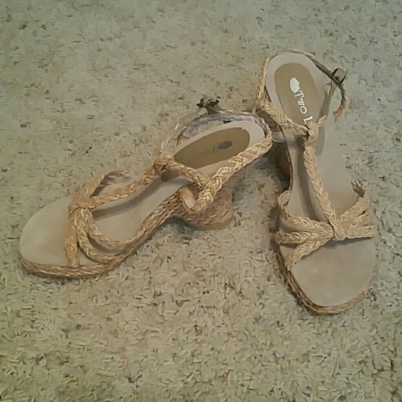 Shoes | Tri Color Woven Wedge Sandals 6 | Poshmark