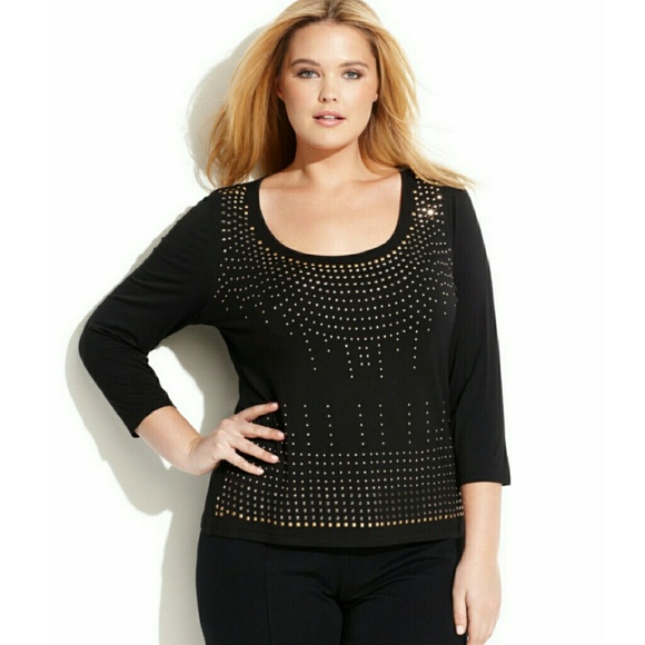 Calvin Klein | Tops | Calvin Klein Plus Size Studded Top | Poshmark